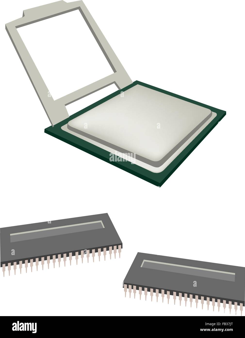 Computer and Technology, Illustration of Central Processing Unit Chip or CPU Processor and Pins ...