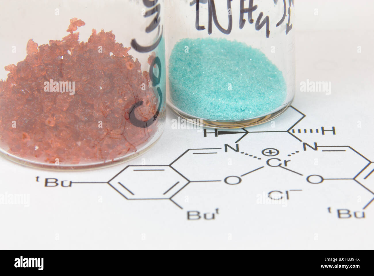 Color salts on a drawing of metal complex Stock Photo - Alamy