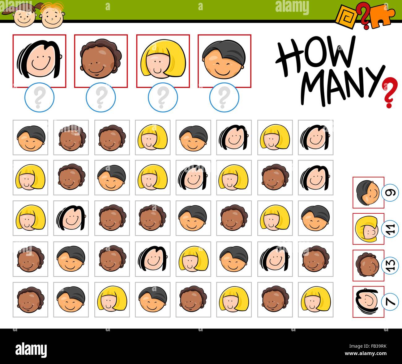 Cartoon Illustration of Educational Counting Task for Preschool Kids ...