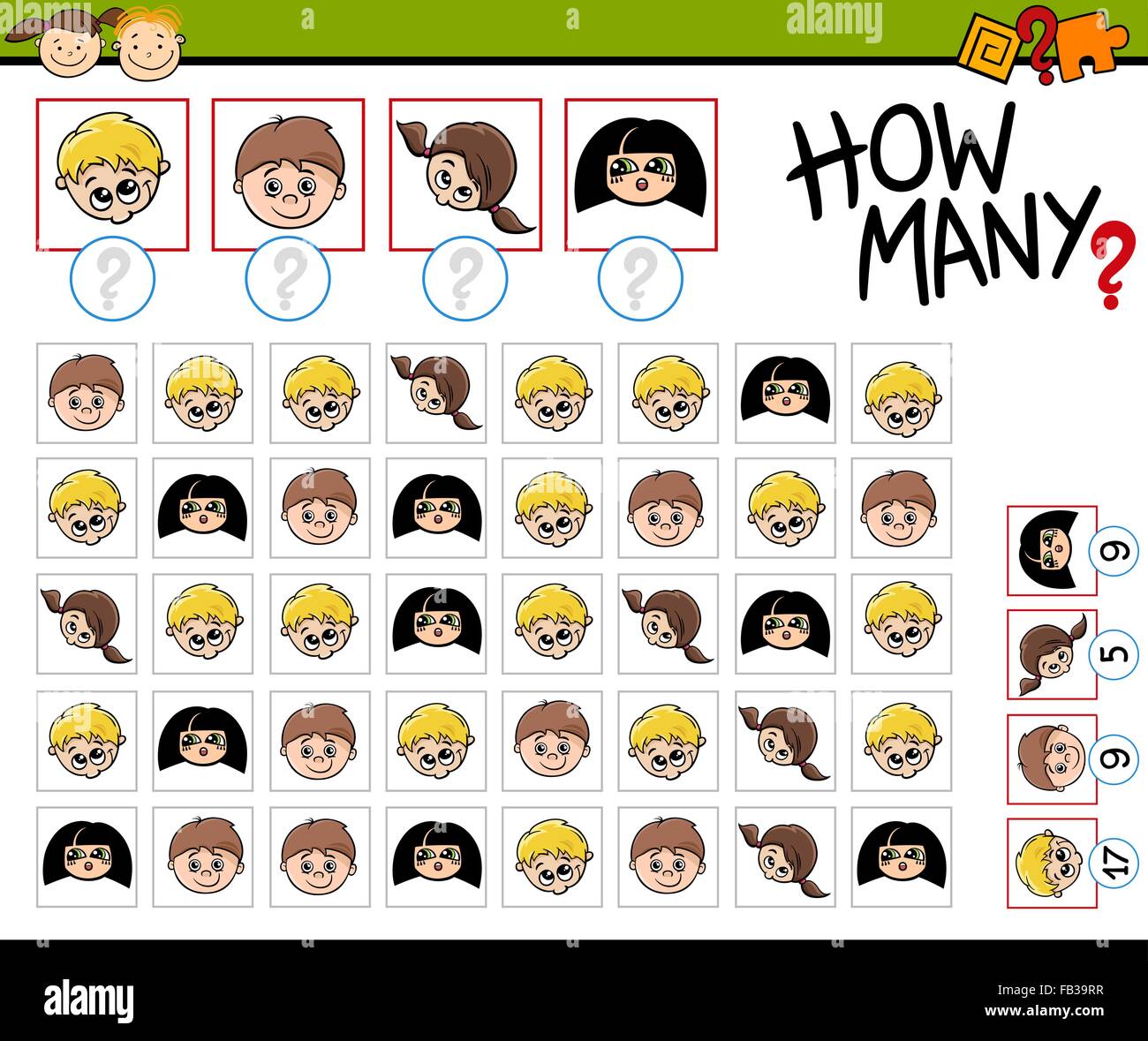 Cartoon Illustration of Educational Counting Task for Preschoolers with ...