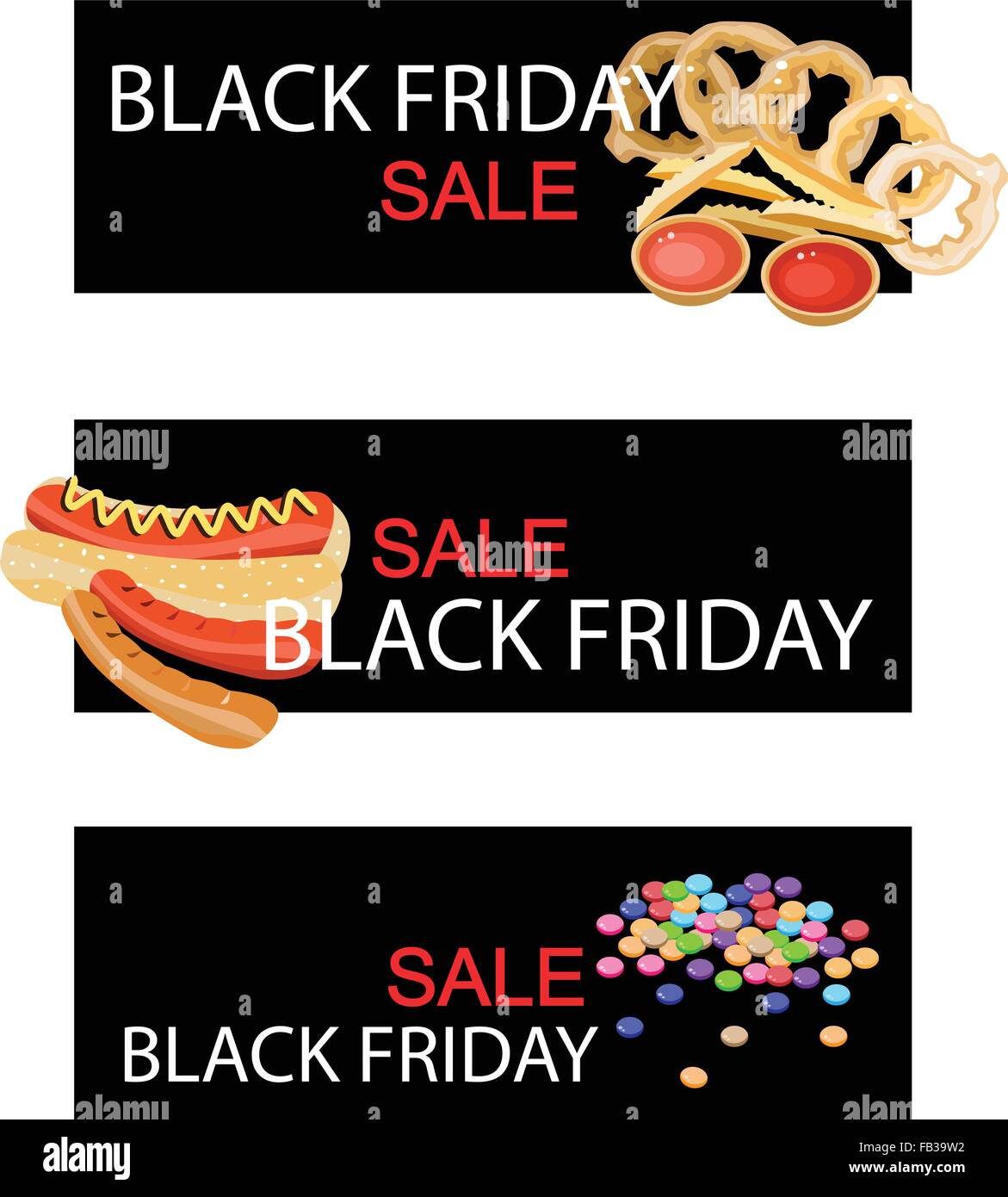 Illustration of French Fries, Onion Ring, Hot Dog and Chocolate Candies ...