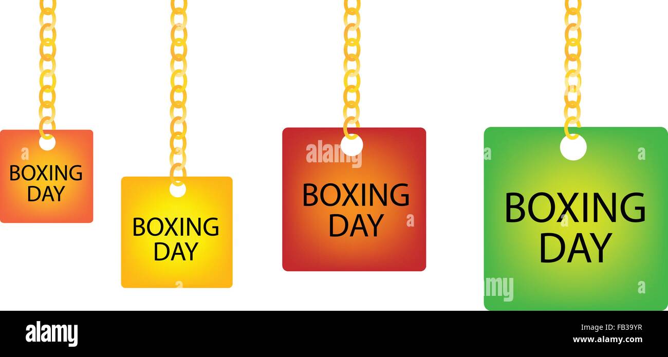 Collection of Boxing Day Square Tag Holding on A Golden Chain in Four ...