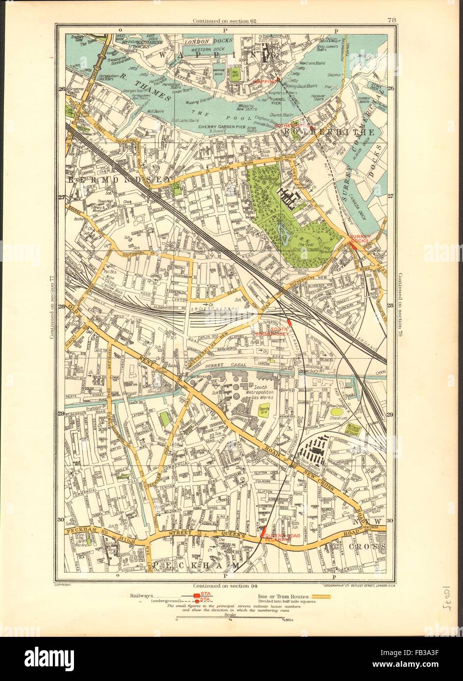 LONDON: Bermondsey, Peckham, Rotherhithe, Wapping, Surrey Docks, 1937 ...