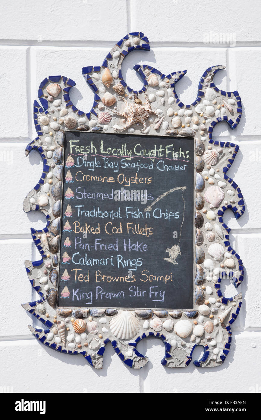 Seafood Menu on White Wall in Dingle, Ireland Stock Photo - Alamy