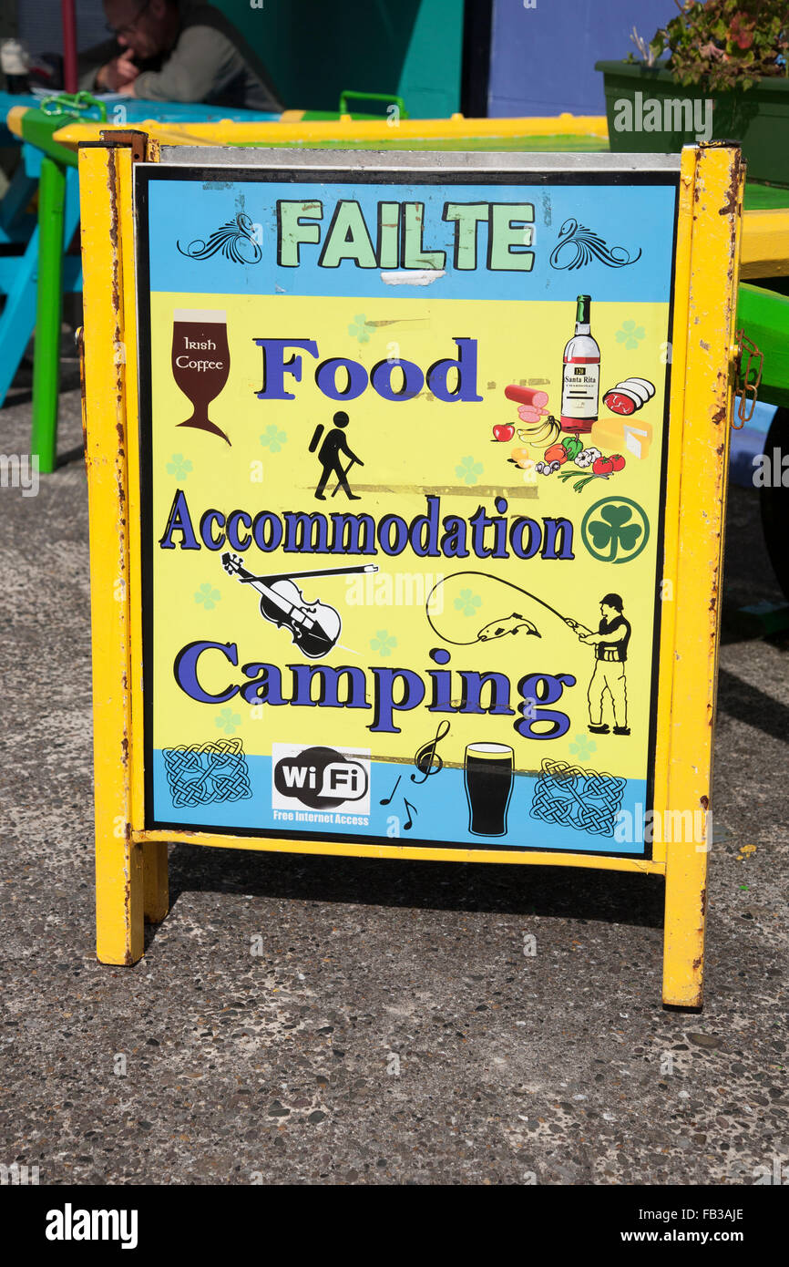 Food, Accommodation and Camping Pub Sign, Dingle Peninsula, Ireland ...