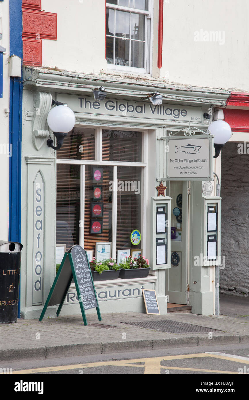 Global Village Restaurant Sign; Dingle; Ireland Stock Photo - Alamy