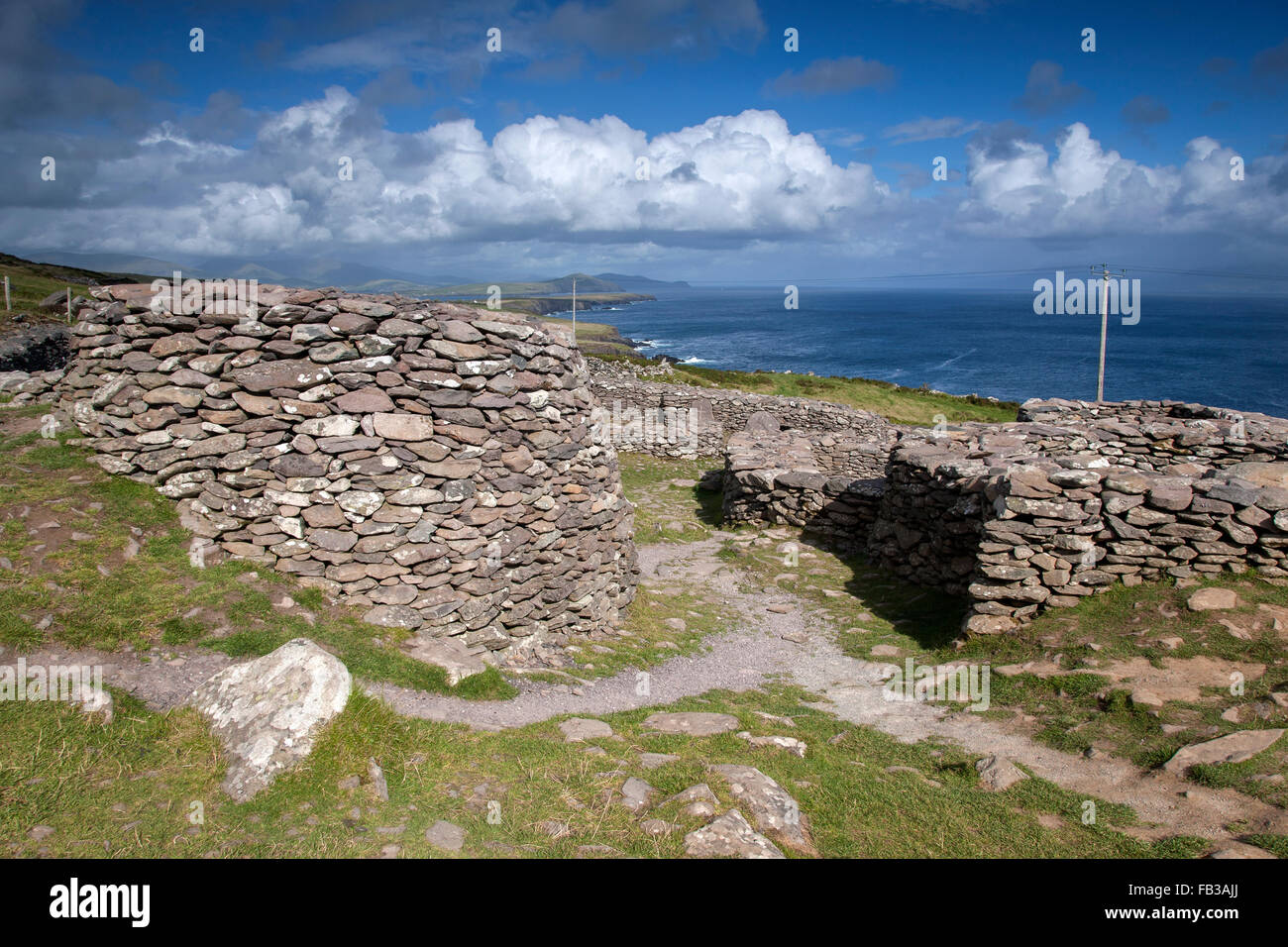 Prehistoric Beehive Huts, Fahan Group, Dingle Pininsula, Ireland Stock ...