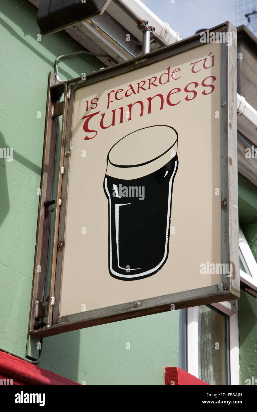 Guinness Sign in Gaelic Language, Ballyferriter Village, Dingle ...