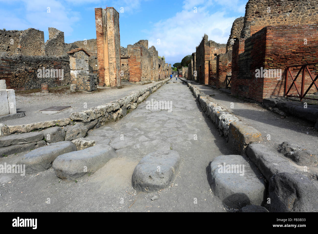 Street scene in Pompeii, the Roman city buried in lava near Naples city ...