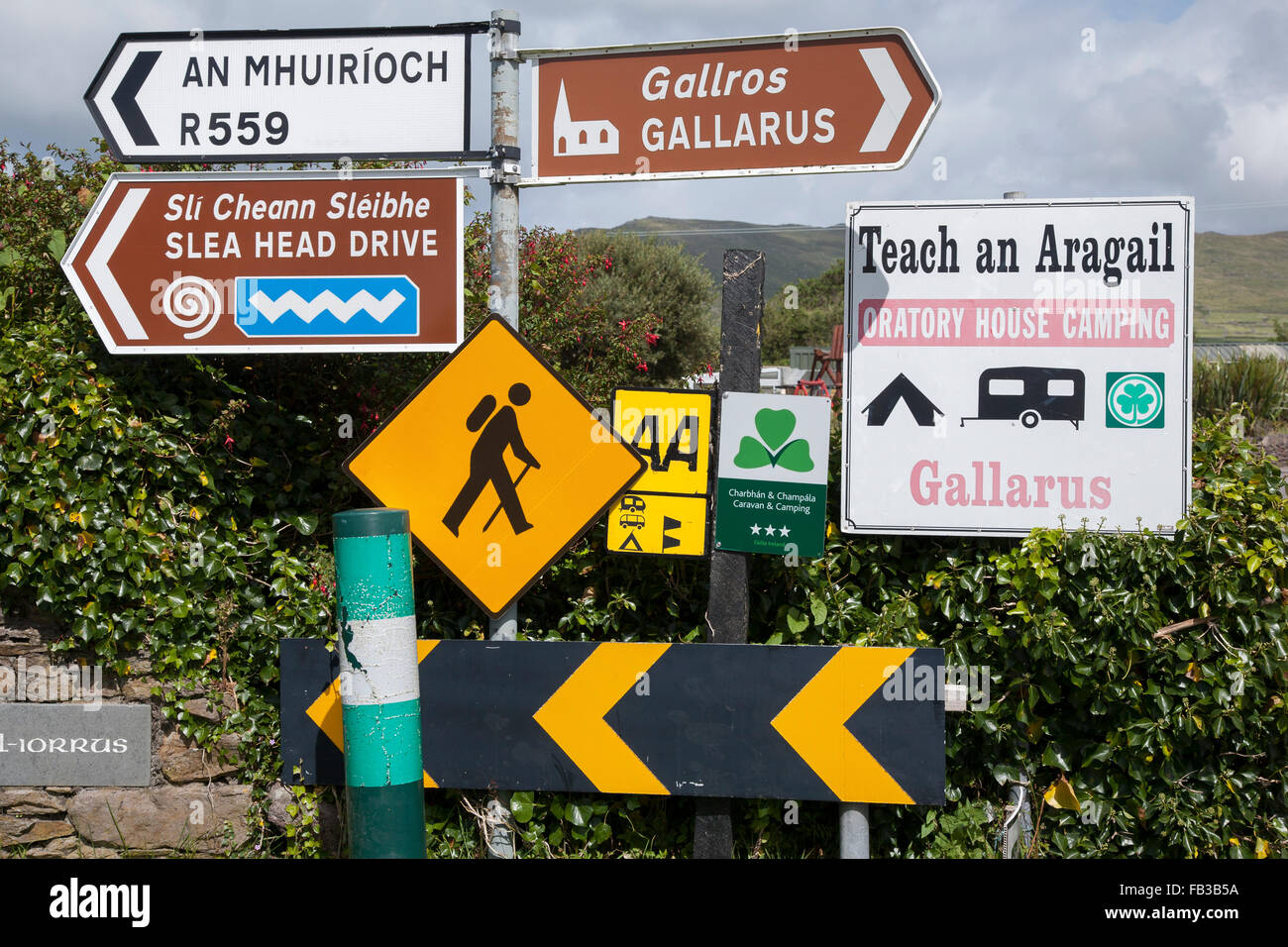 Slea Head Drive Road and Walking Sign, Dingle Peninsula; Ireland Stock ...