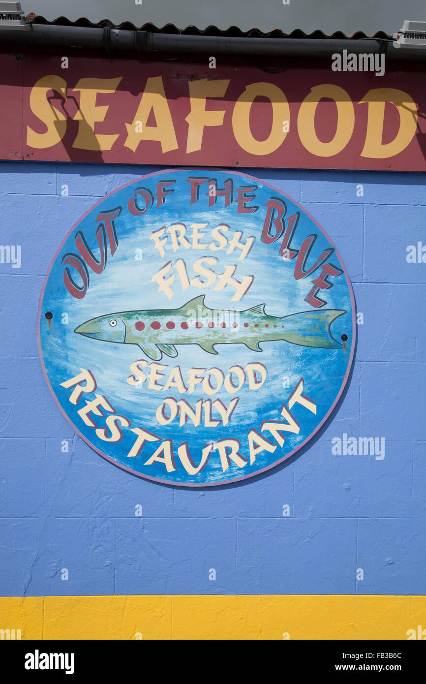 Out of the Blue Seafood Restaurant Sign; Dingle, Ireland Stock Photo ...