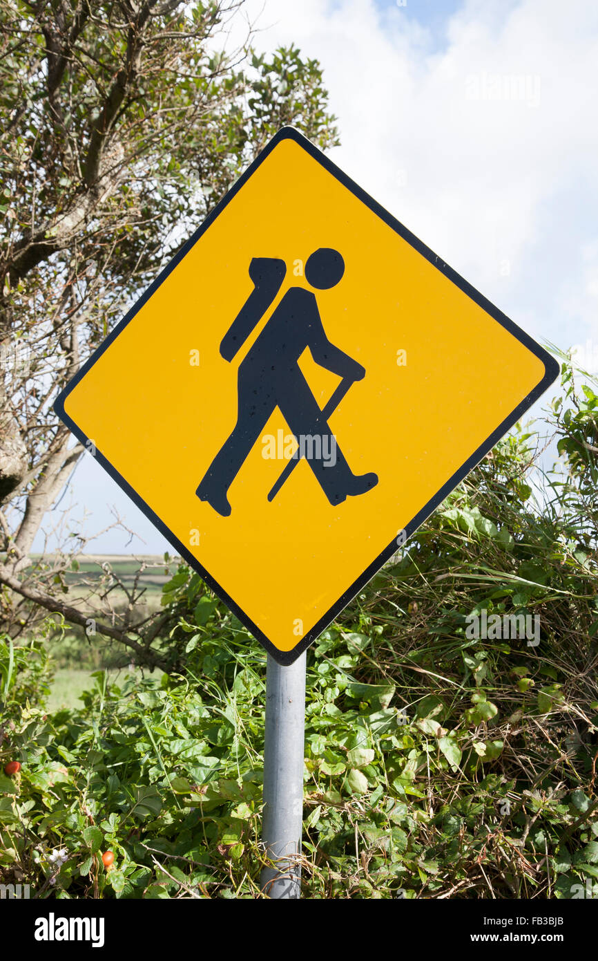 Yellow Treking Sign, Ireland in Rural Setting Stock Photo - Alamy