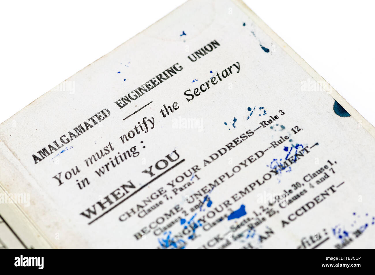 Old Trade Union membership card and rules from the Amalgamated ...