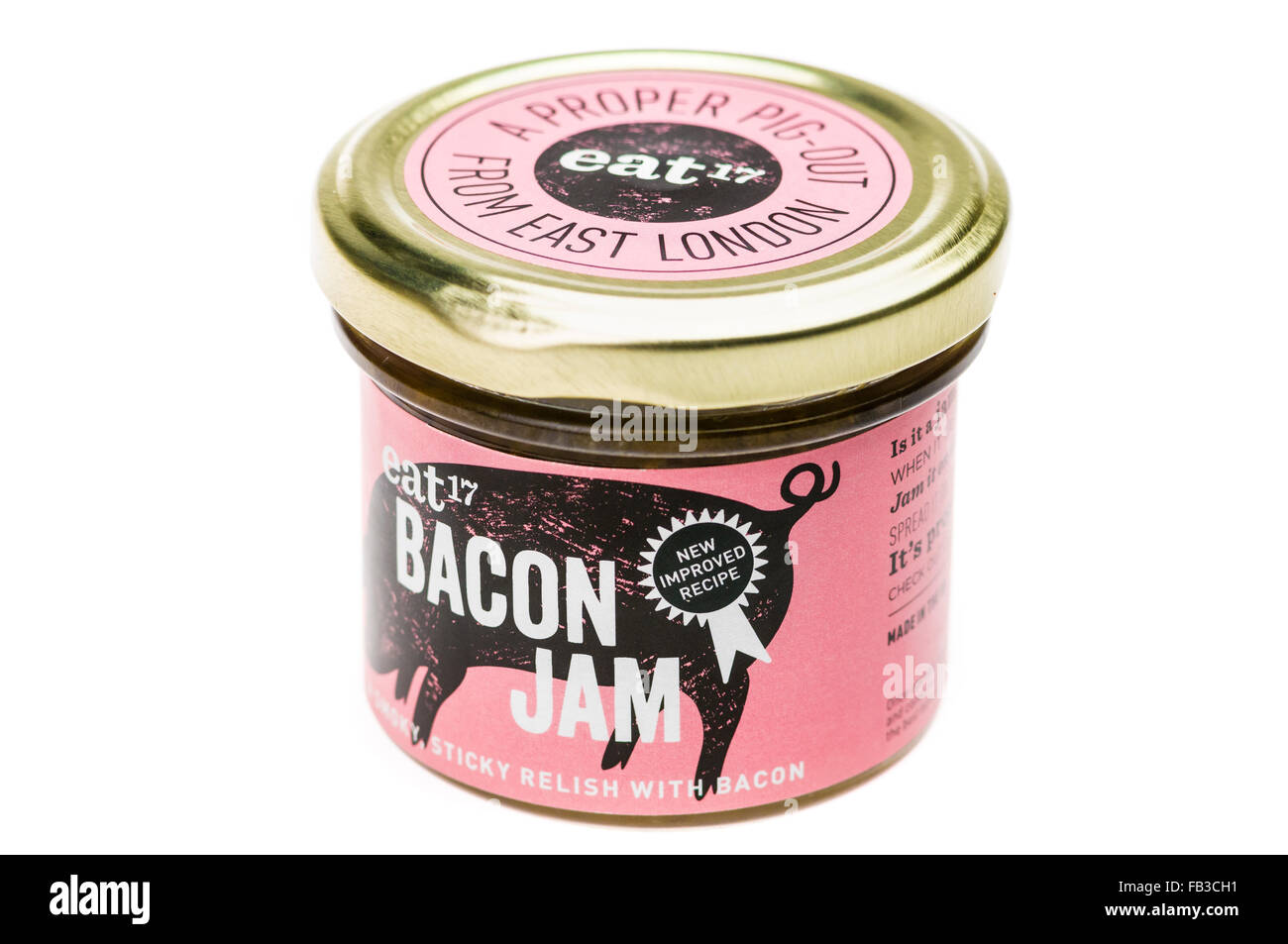 Jar of Eat17 bacon jam condiment Stock Photo - Alamy