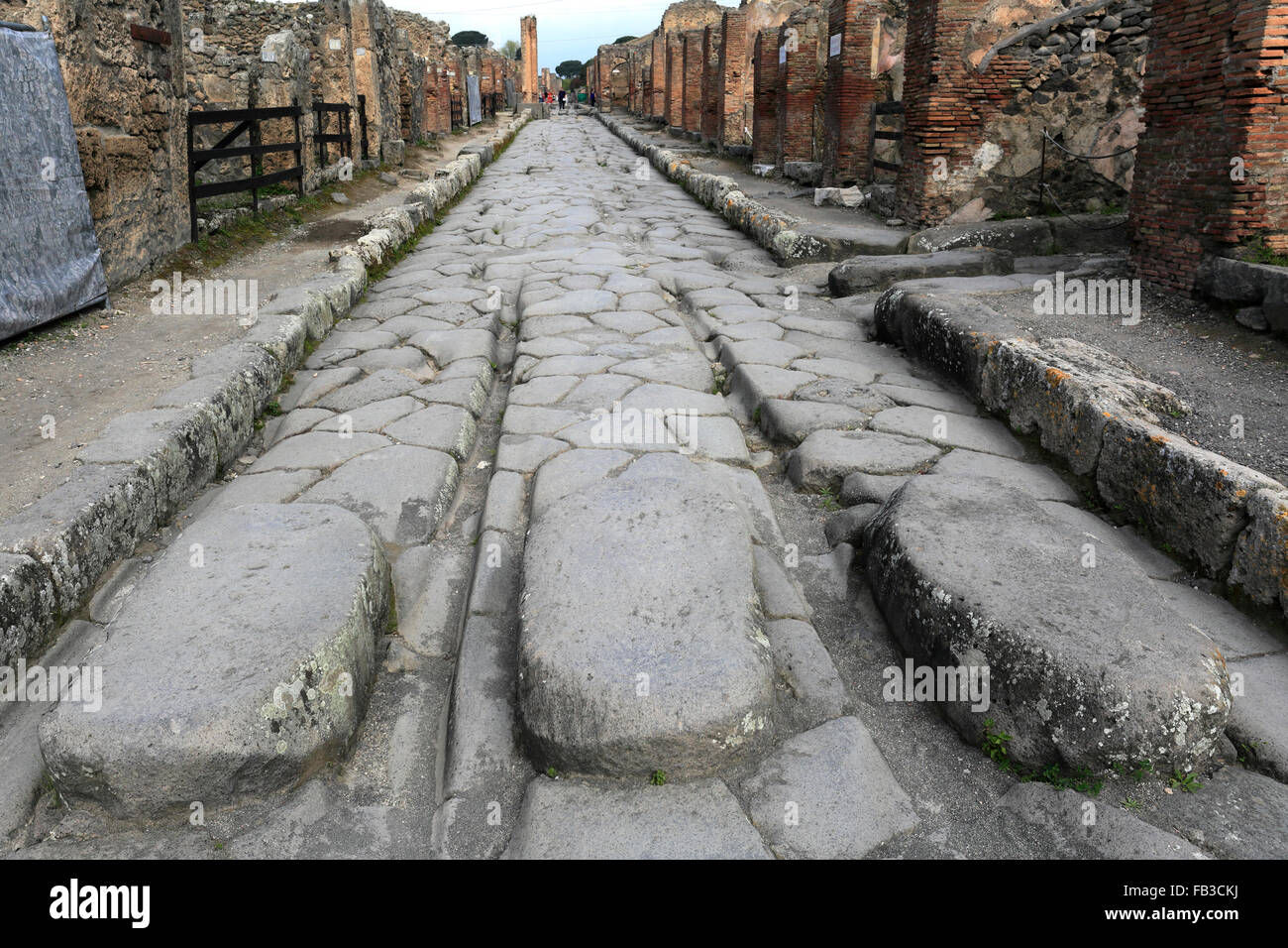 Street scene in Pompeii, the Roman city buried in lava near Naples city ...