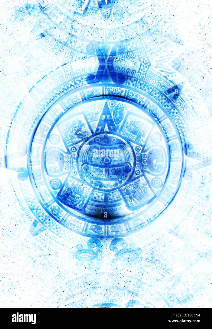 Ancient Mayan Calendar, abstract color Background, computer collage ...