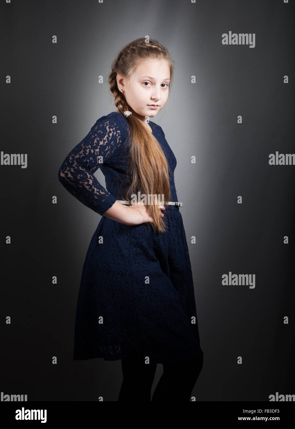 Portrait of a 10 year old girl, studio shot Stock Photo - Alamy
