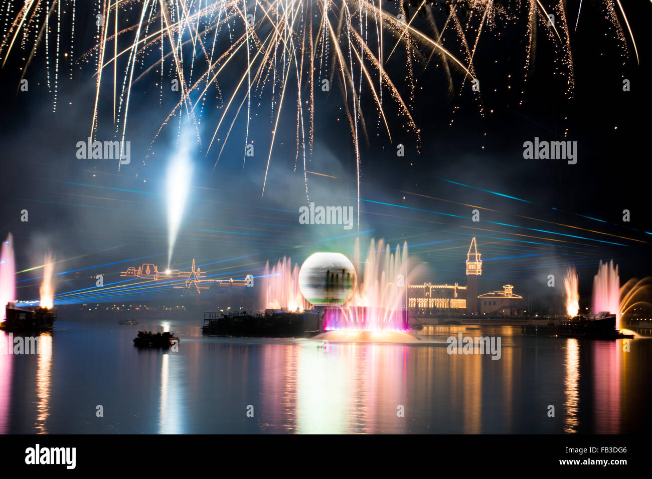 Epcot Disney resort Florida Fireworks display Stock Photo - Alamy