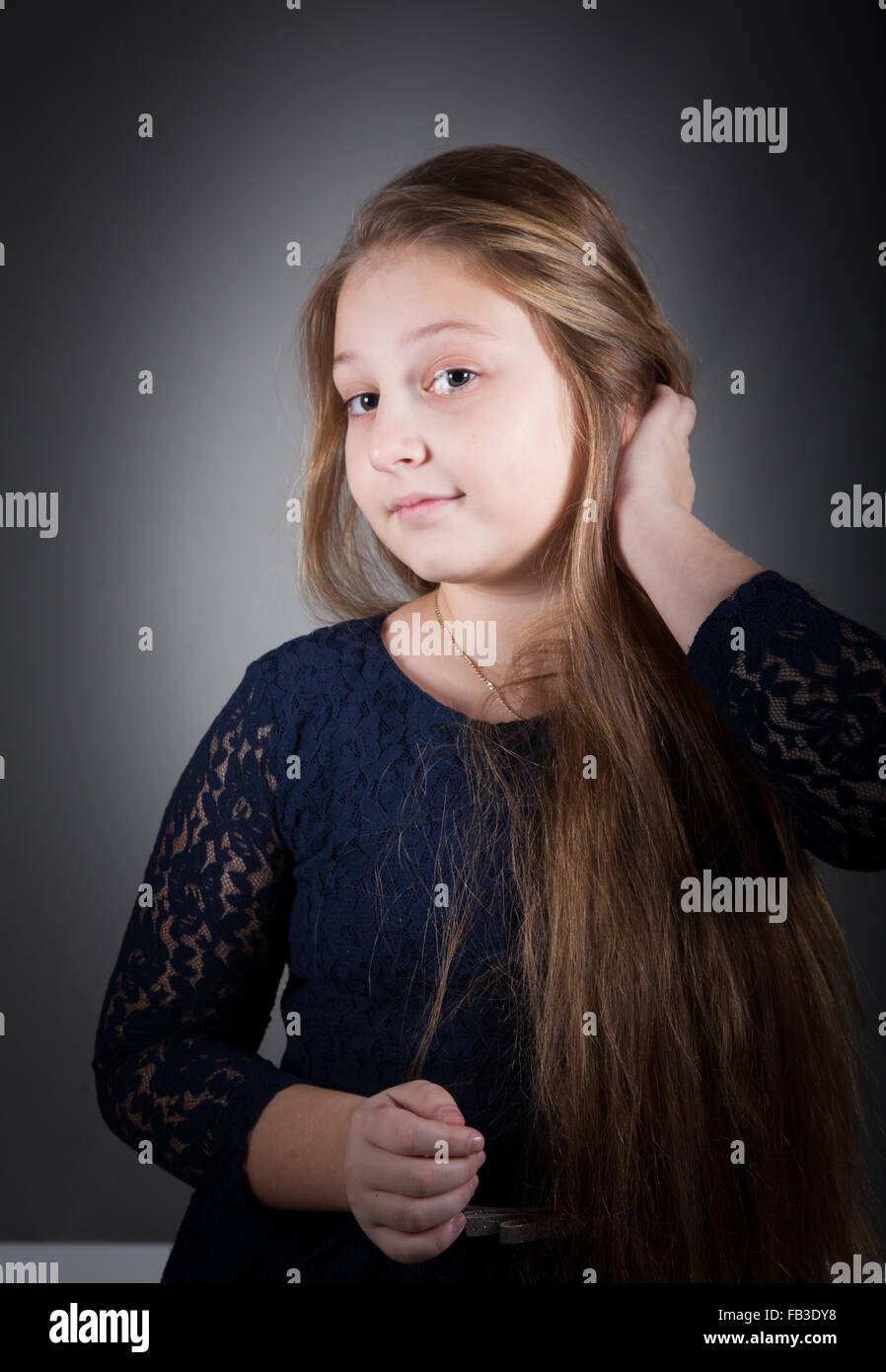 Portrait of a 10 year old girl, studio shot Stock Photo - Alamy
