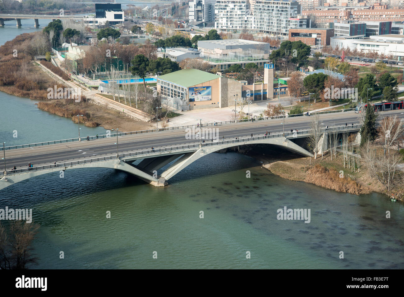 Aerial view of Santiago Bridge over the Ebro River Stock Photo - Alamy