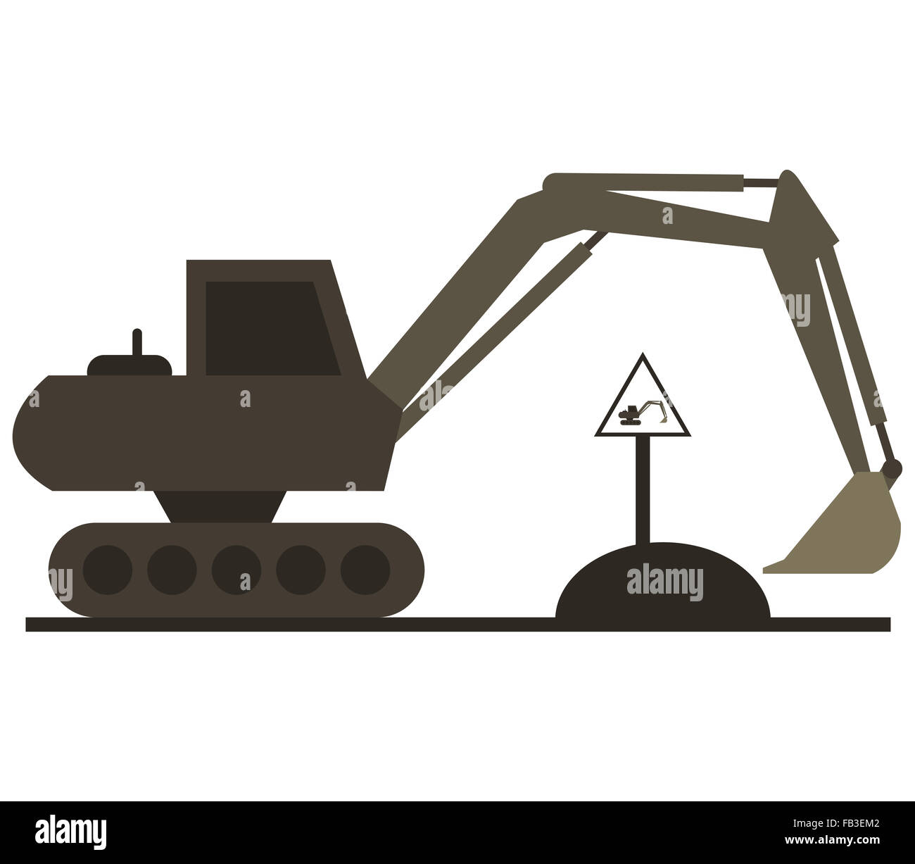 excavator on white background Stock Photo - Alamy