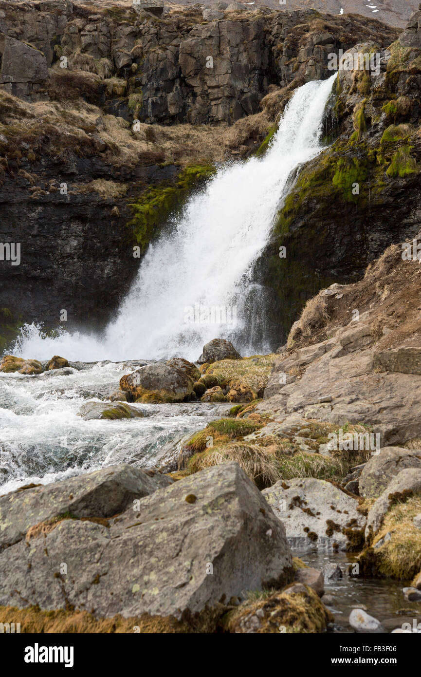 Small powerful waterfall in Iceland Stock Photo - Alamy