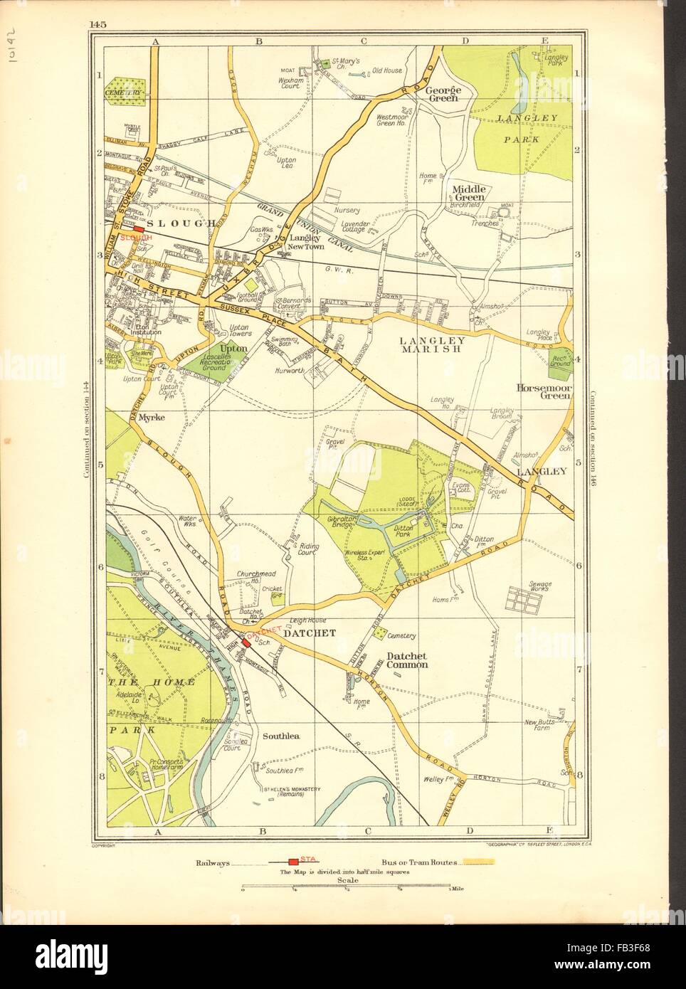 SLOUGH: Windsor, Datchet, Datchet Common, Langley, George Green, 1937 ...