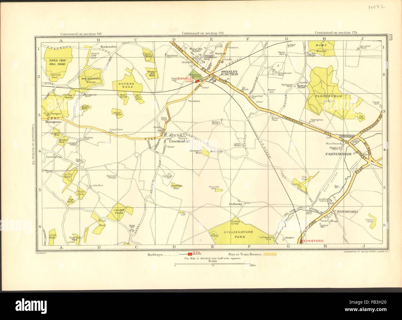 SWANLEY: Crockenhill, Eynsford, Farningham, Kevingtown (Kent), 1937 old ...