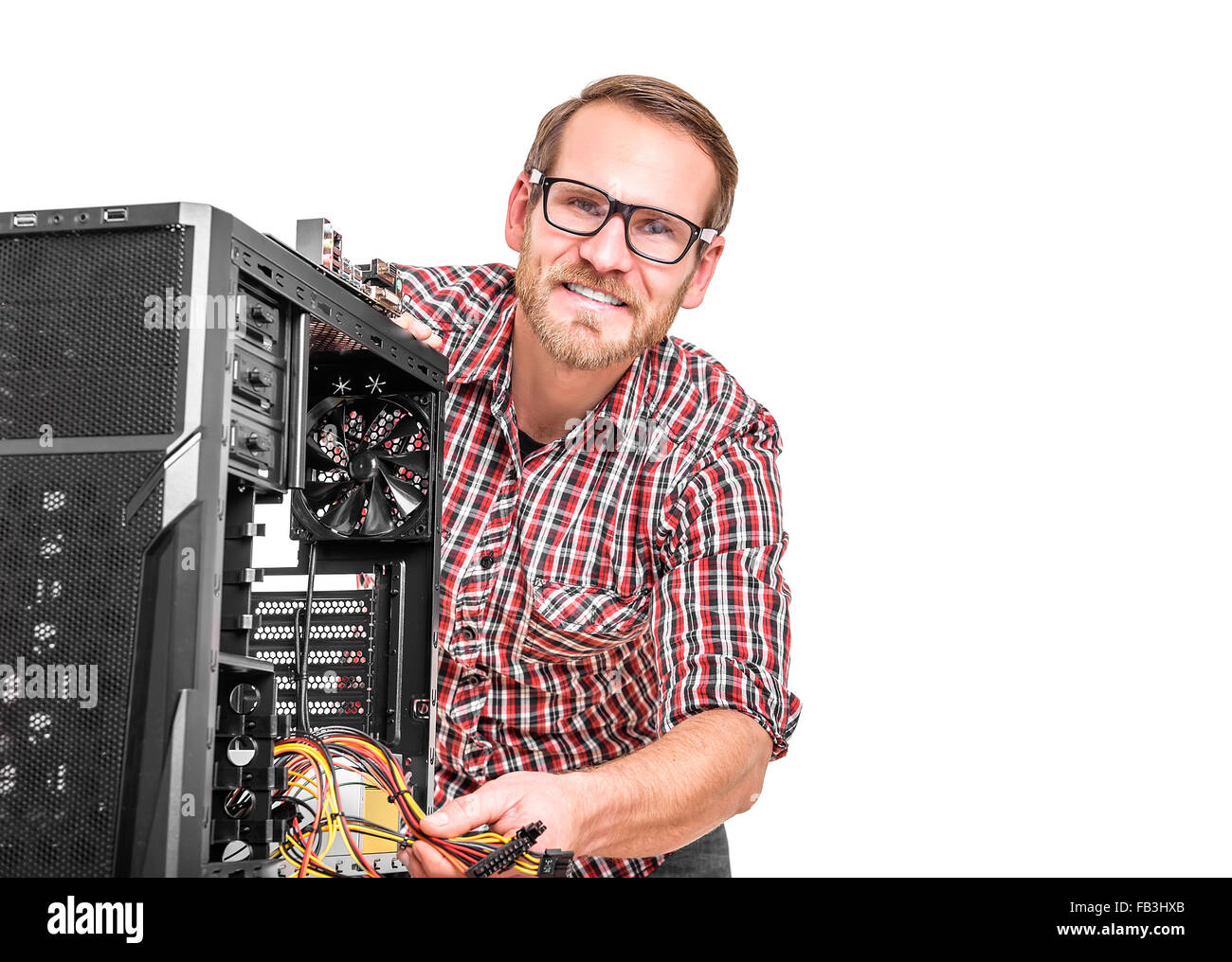 Male technician with computer Stock Photo - Alamy