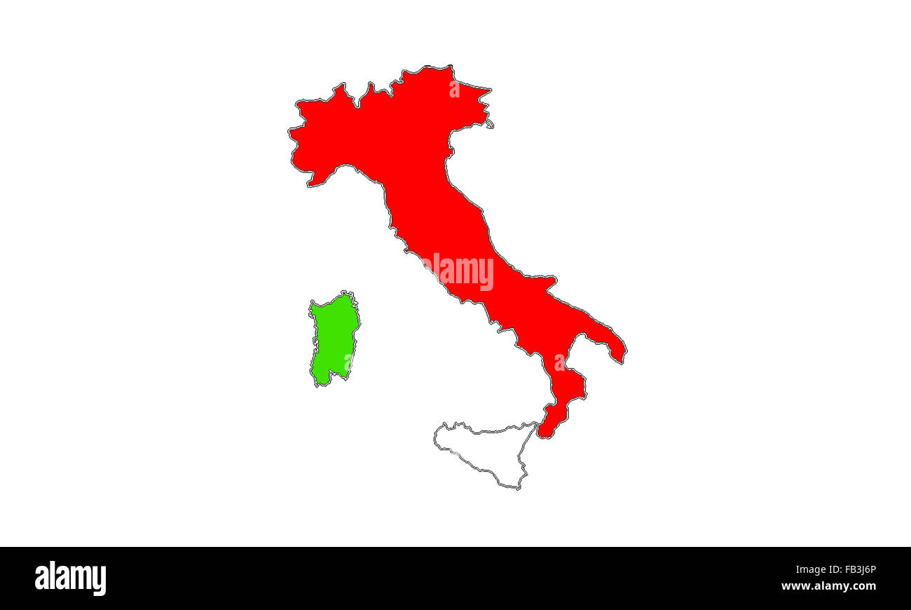 map Italy on white background Stock Photo - Alamy