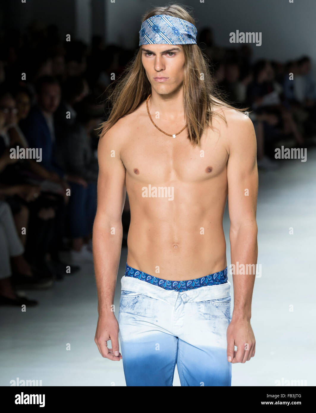 NEW YORK, NY - JULY 16, 2015: Travis Smith walks the runway during the Parke & Ronen show at ...