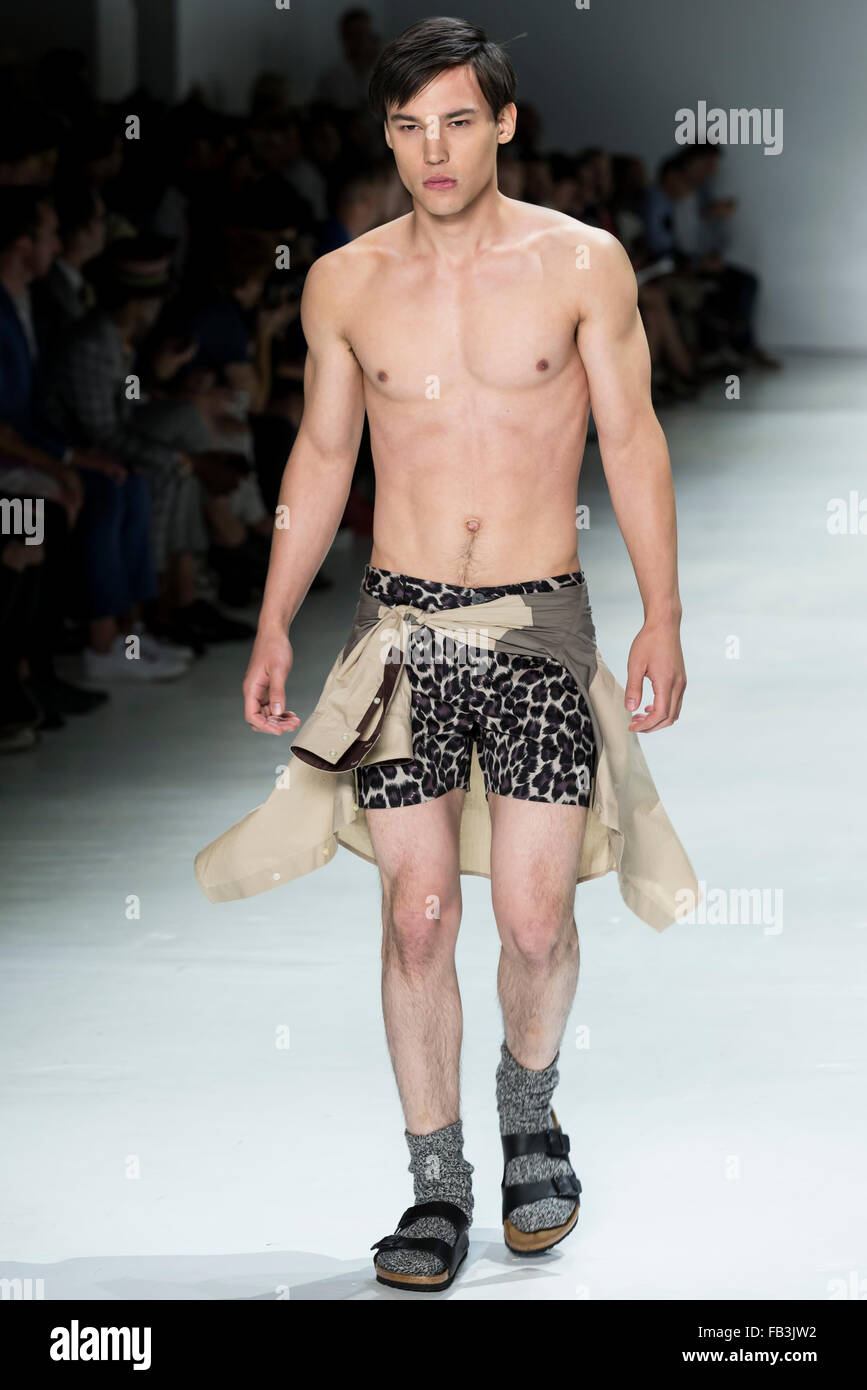 NEW YORK, NY - JULY 16, 2015: Chris Colton walks the runway during the ...