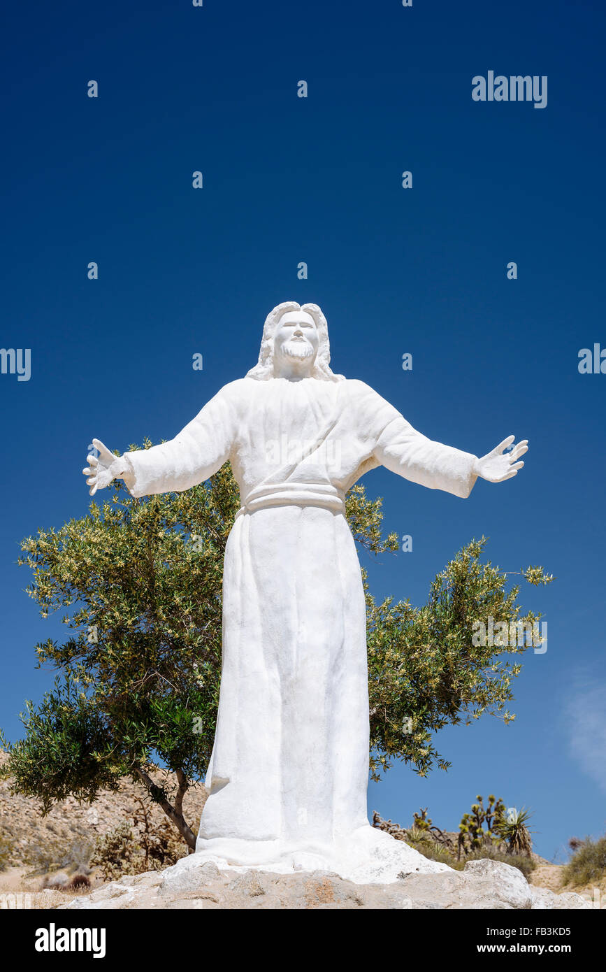 A sculpture of Jesus in Desert Christ Park, Southeastern California ...