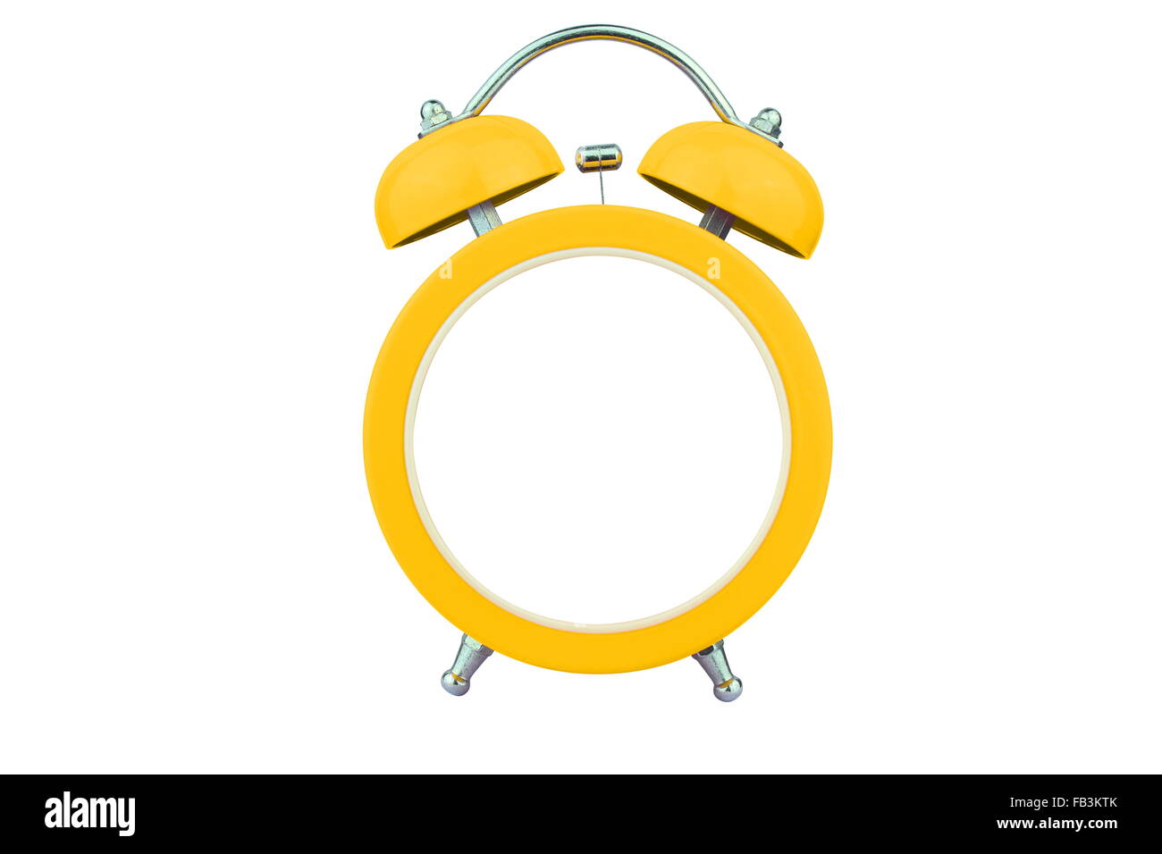 vintage yellow alarm clock without number isolated on white background ...