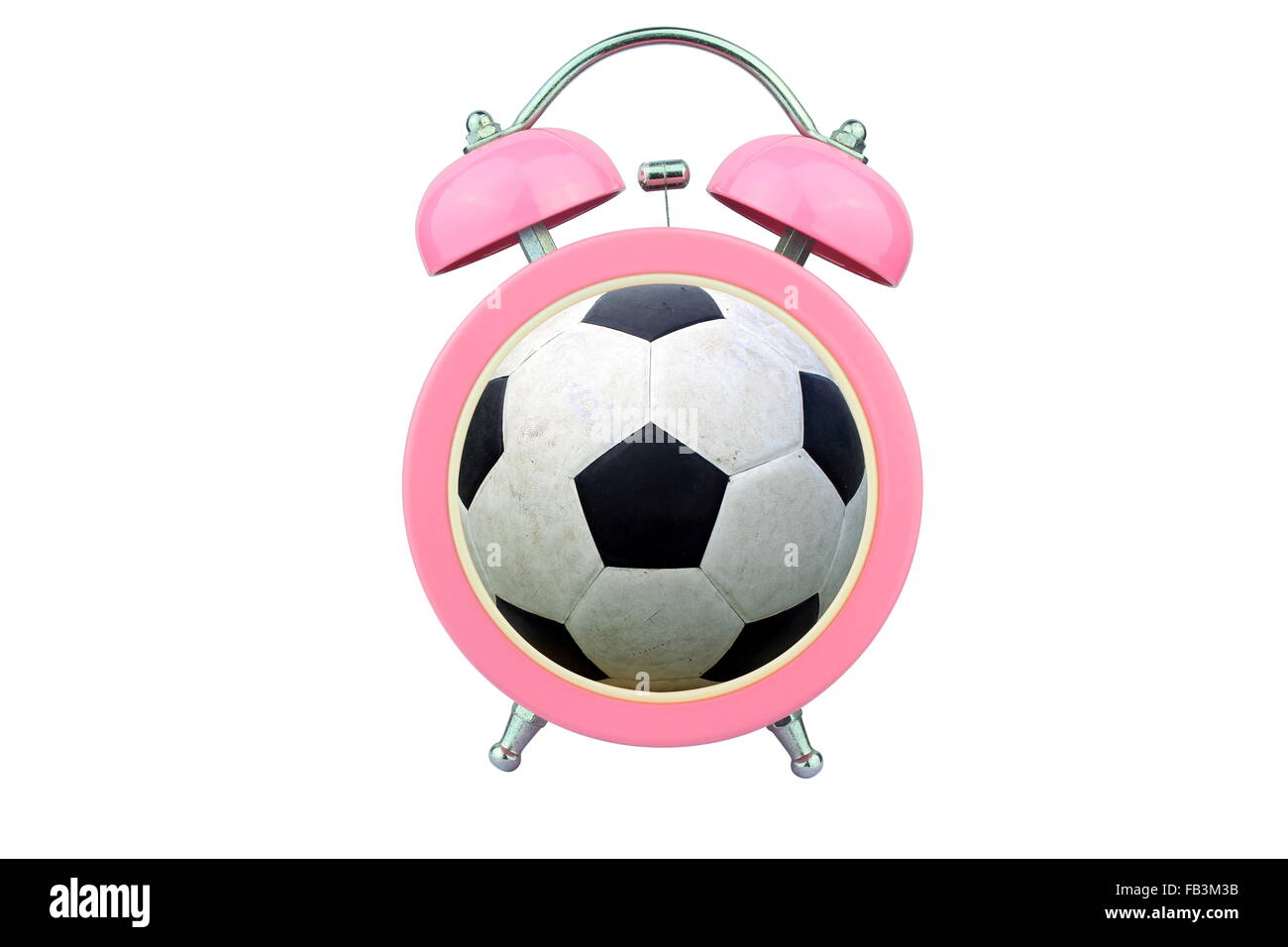 conceptual art : time to exercise : ball within pink alarm clock ...