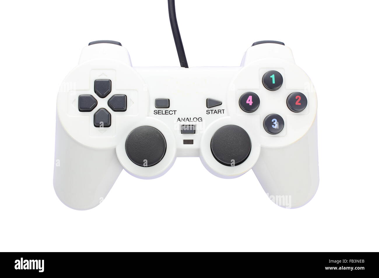 white vibration game controller or joystick isolated on white ...