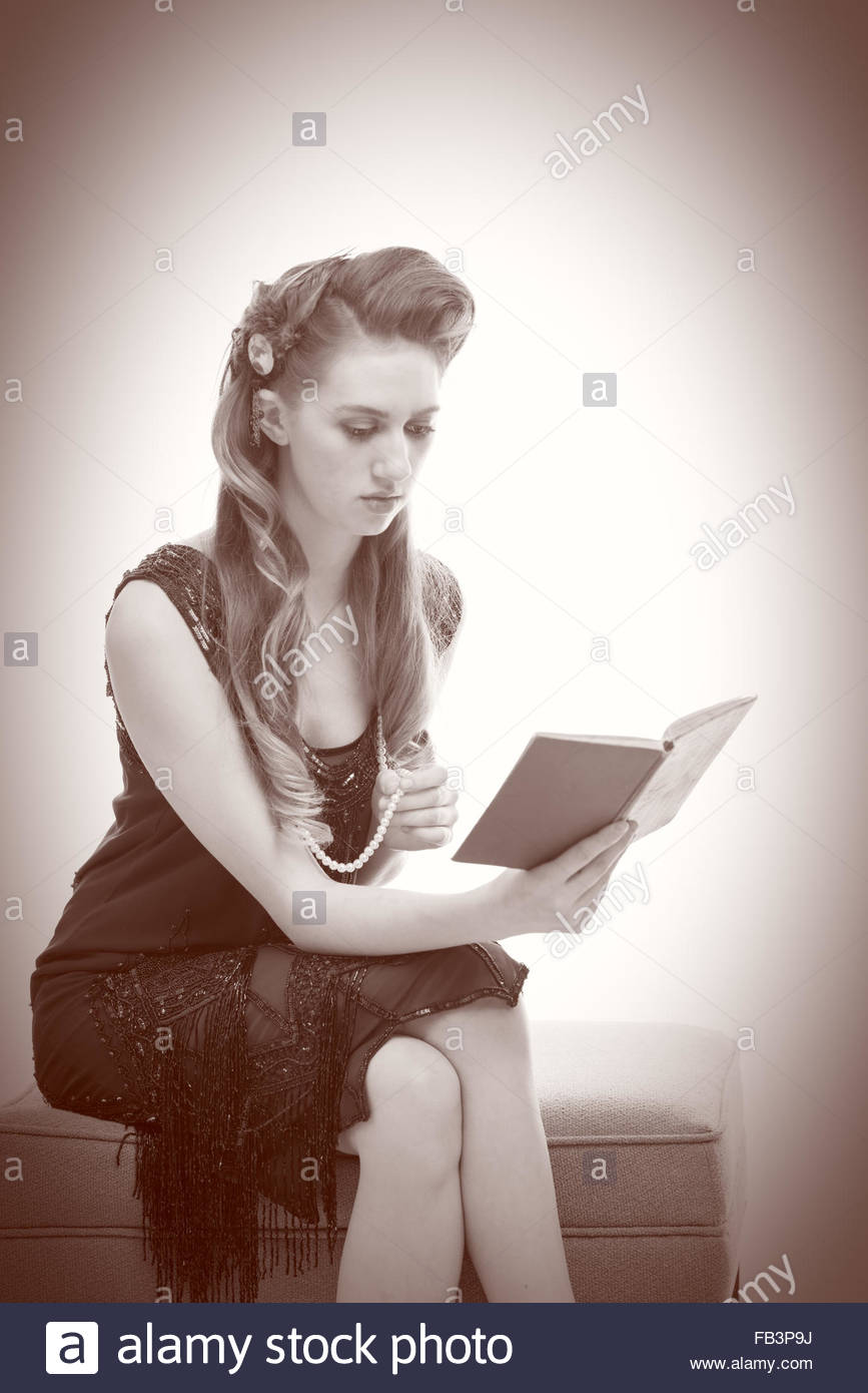 Vintage Nostalgia Woman Old Book High Resolution Stock Photography and ...