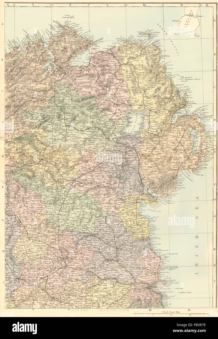 IRELAND (North East): Ulster Meath Louth Cavan Dublin. GW BACON, 1883 ...
