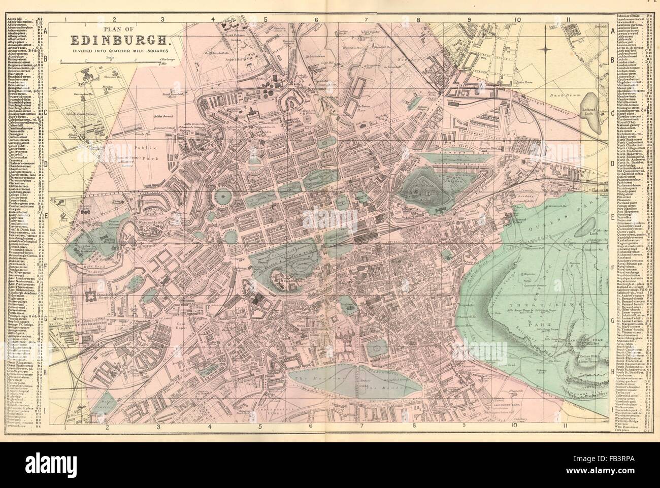 EDINBURGH: inc Canongate Broughton Gayfield. Town plan. GW BACON, 1883 ...