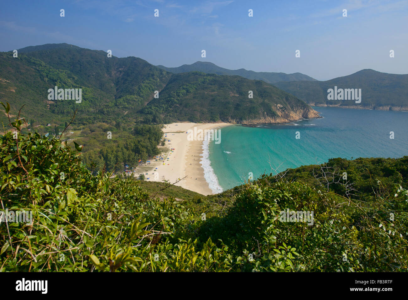 Beautiful Long Ke Wan beach seen from the MacLehose Trail, Sai Kung ...