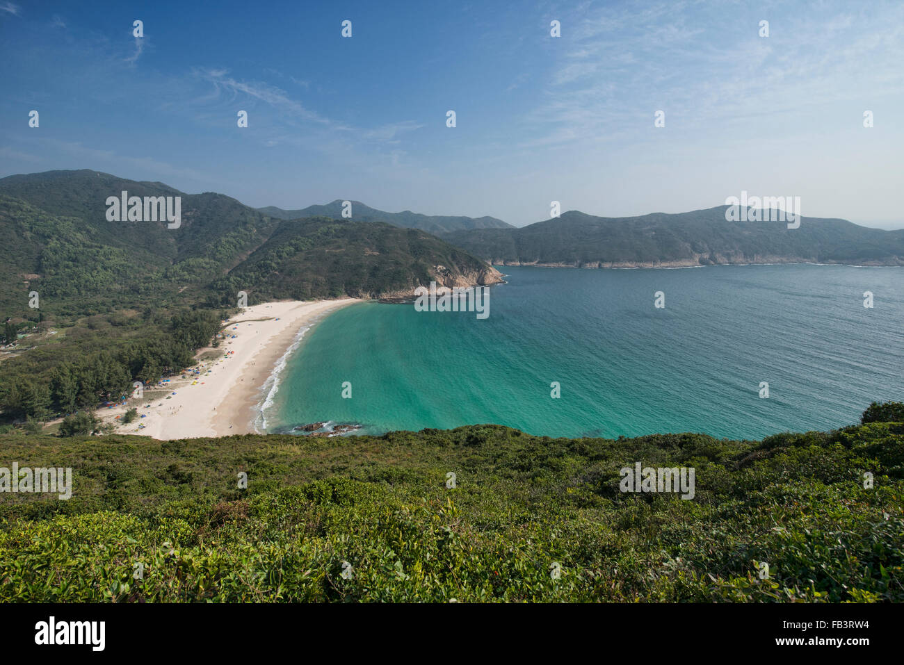 Beautiful Long Ke Wan beach seen from the MacLehose Trail, Sai Kung ...