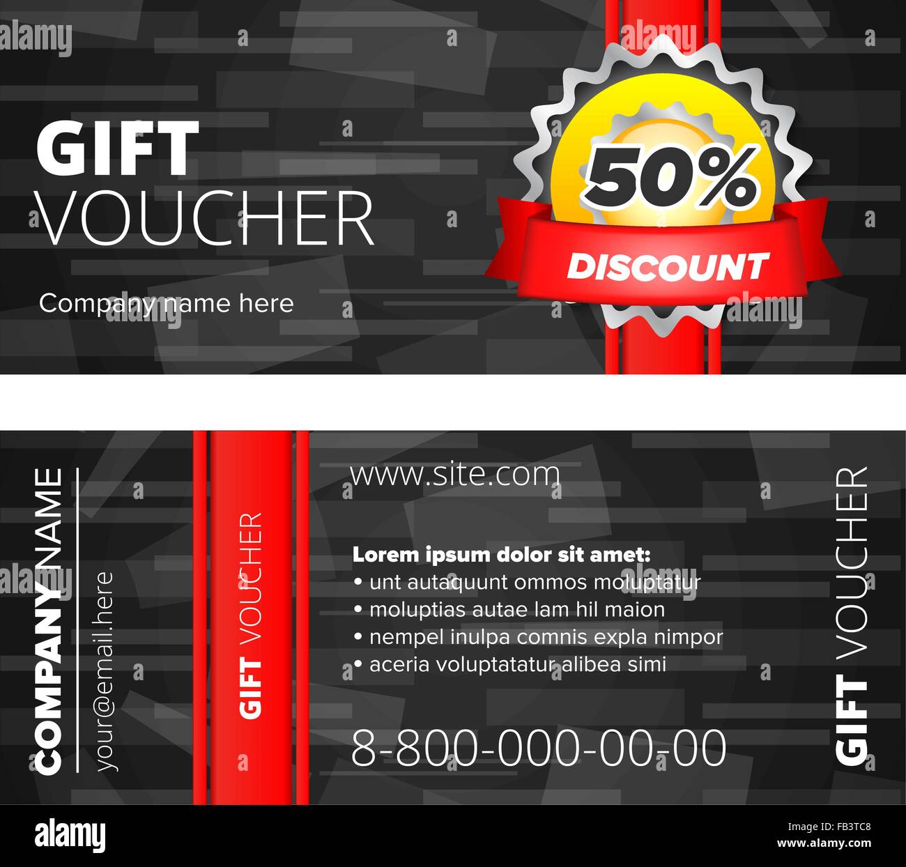 Black Gift voucher template with decorative elements Stock Vector Image ...