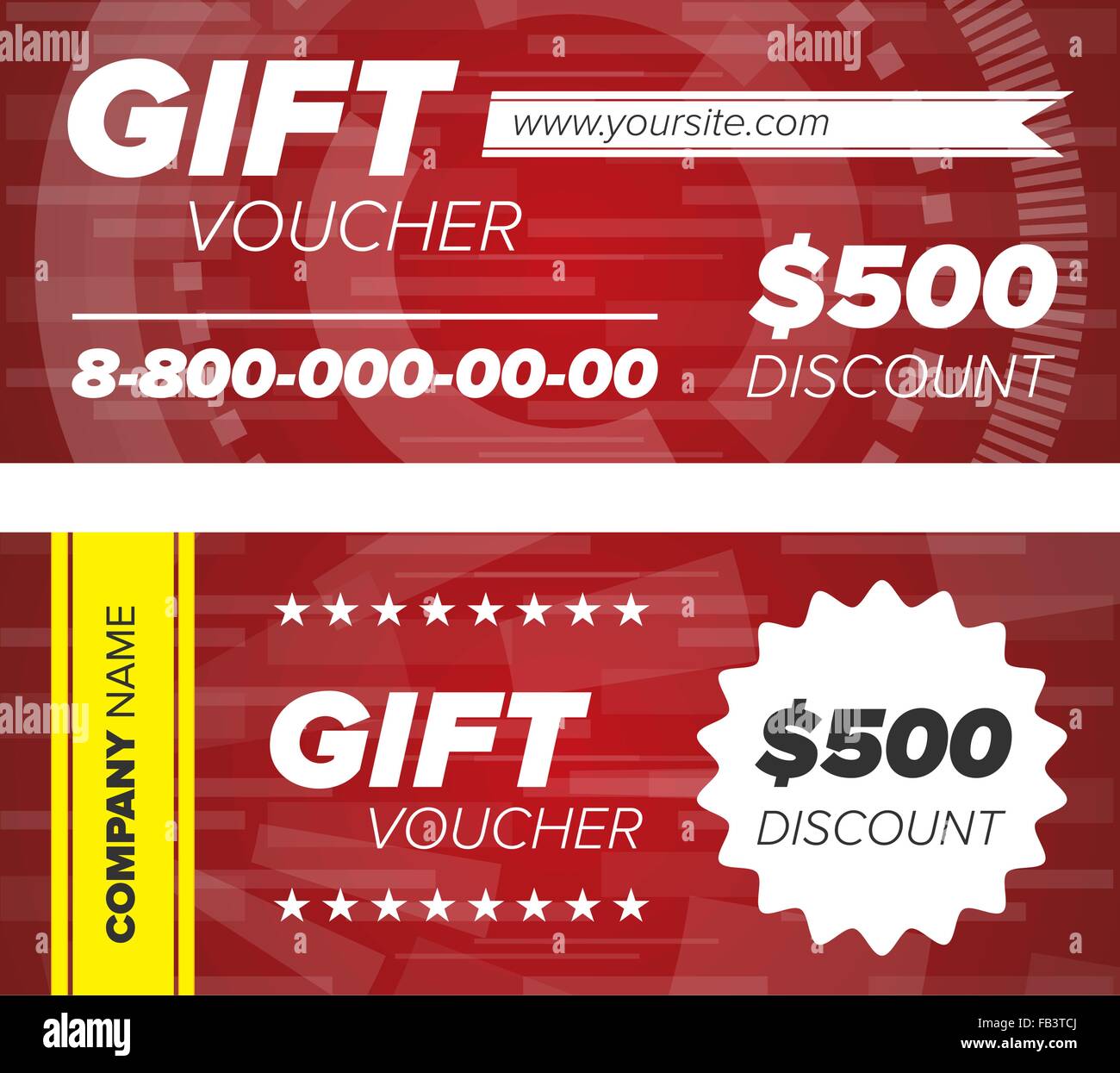 Red Gift voucher template with decorative elements Stock Vector Image ...