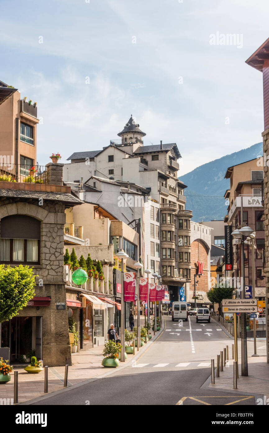 Inner city, Andorra la Vella, capital city of Andorra, Andorra Stock ...