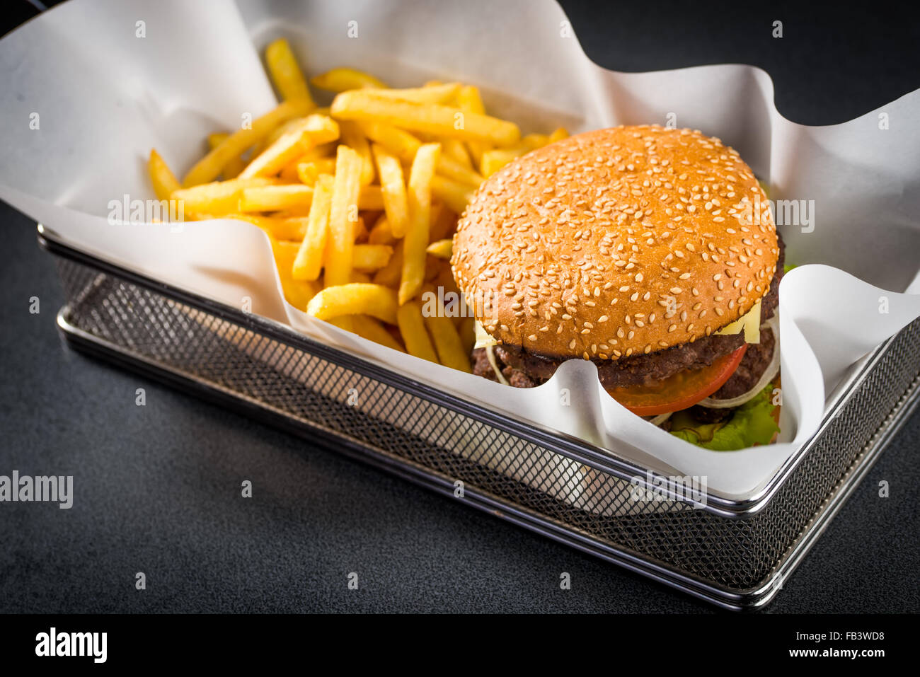 Hamburger and french fries Stock Photo - Alamy