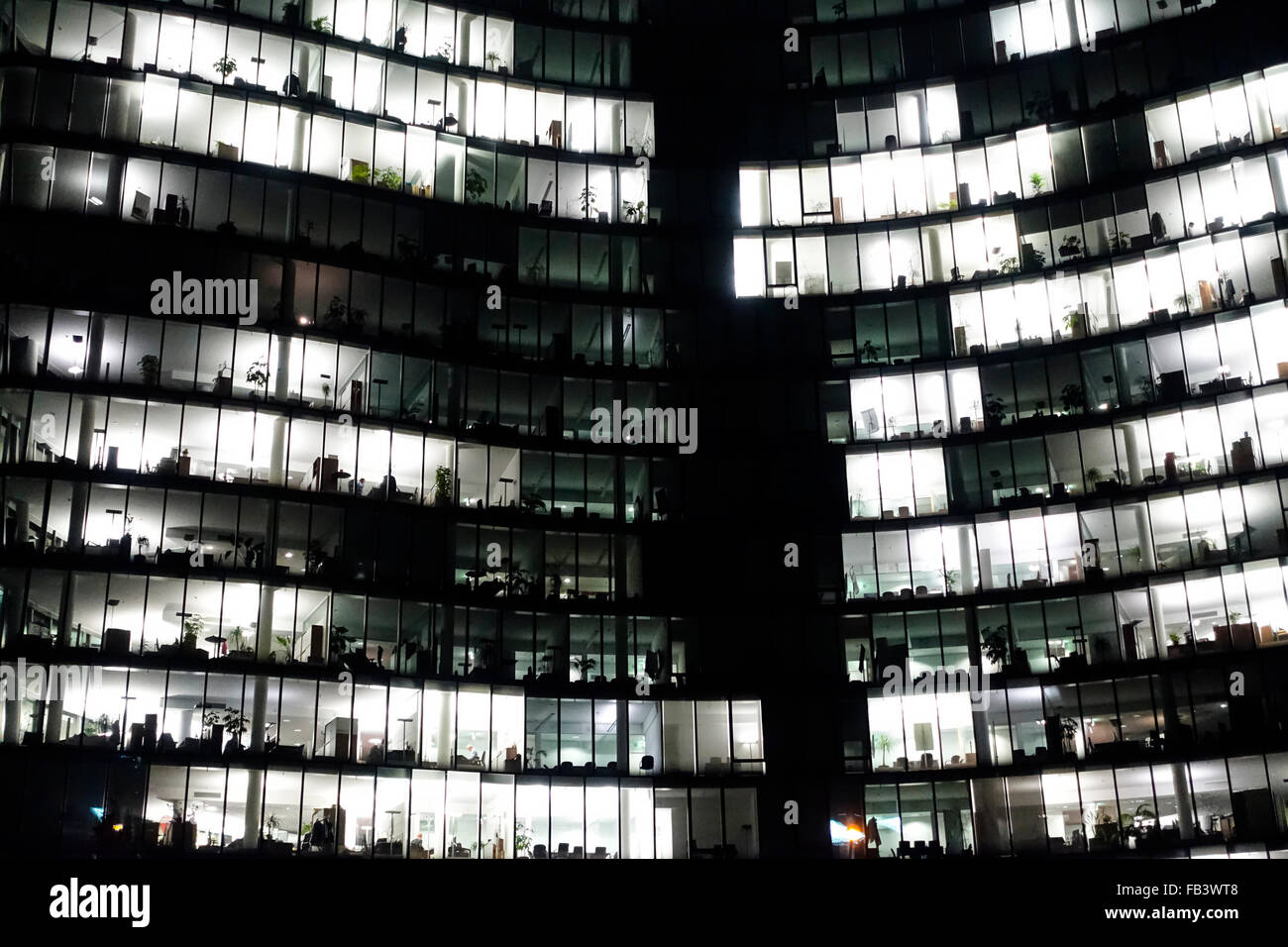 Office building at night, Vienna, Austria Stock Photo - Alamy