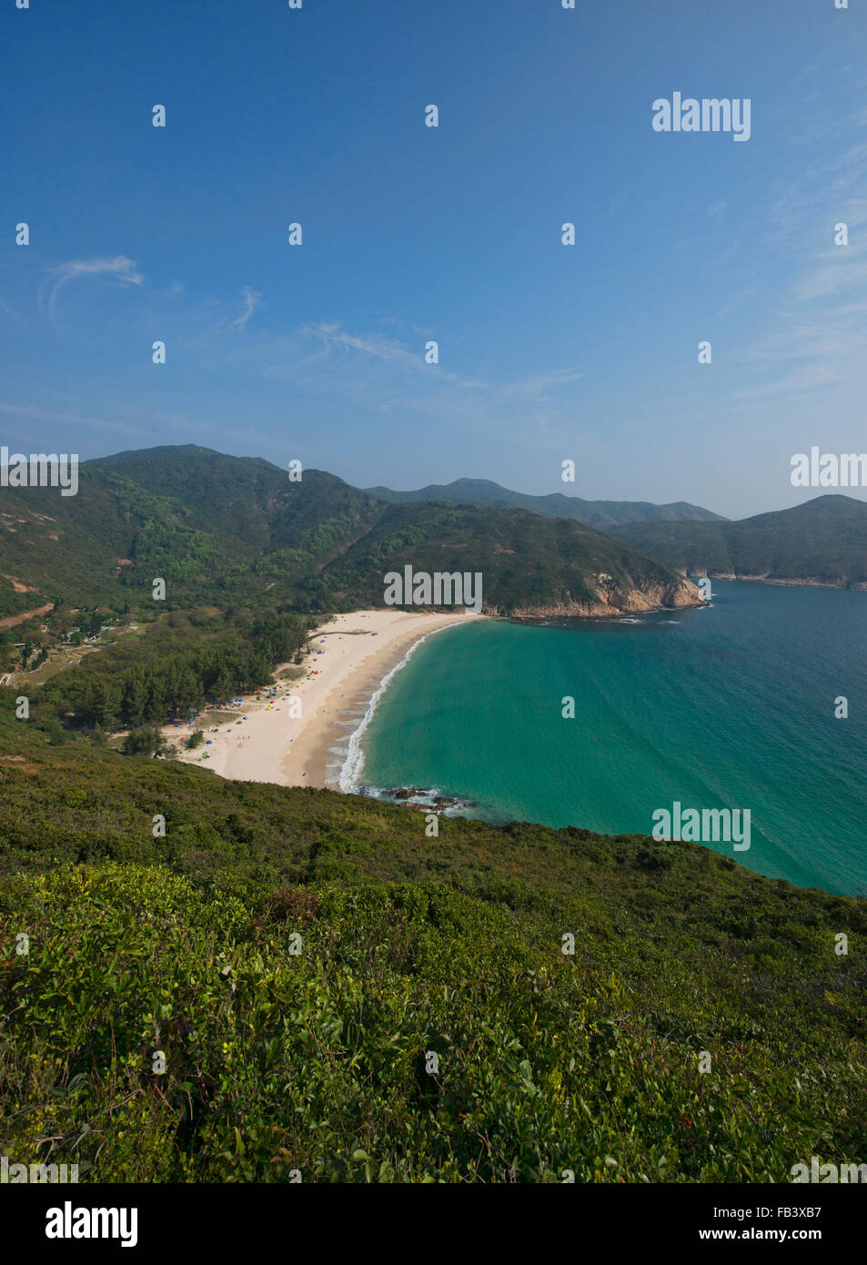 Beautiful Long Ke Wan beach seen from the MacLehose Trail, Sai Kung ...