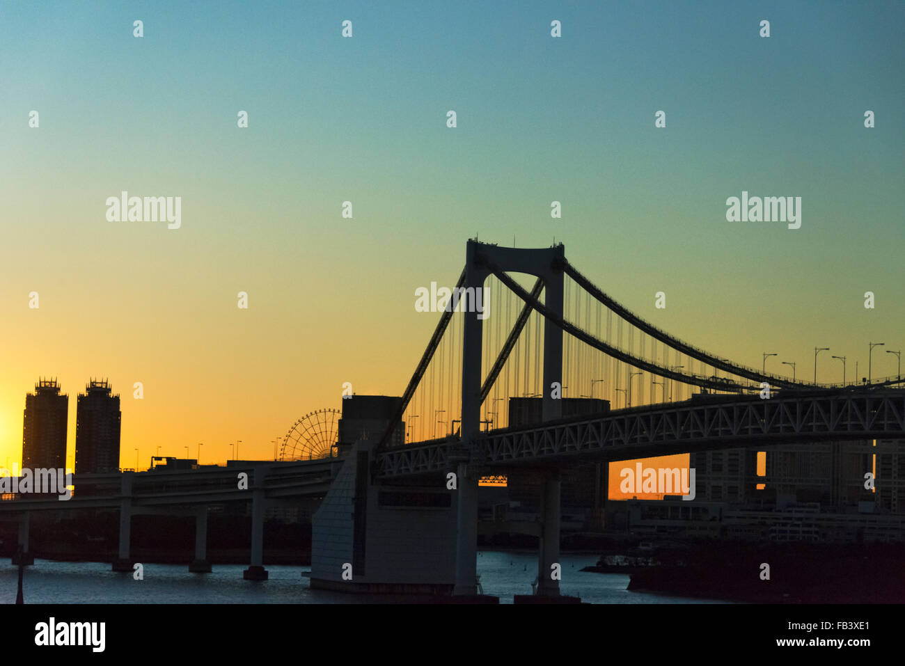 Bridge in Tokyo Harbor at dawn, Tokyo, Japan Stock Photo - Alamy