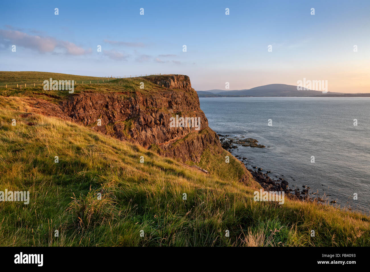 Rathlin Island cliffs at sunset, Antrim co., Northern Ireland Stock ...