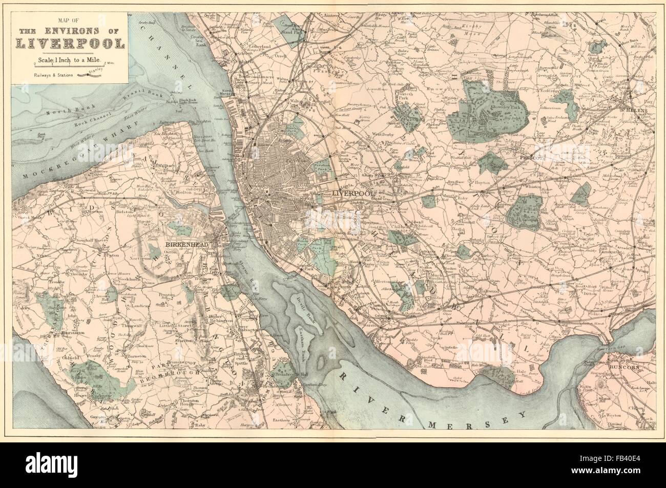 MERSEYSIDE: Liverpool Birkenhead Wirral St Helens. Antique map by GW ...